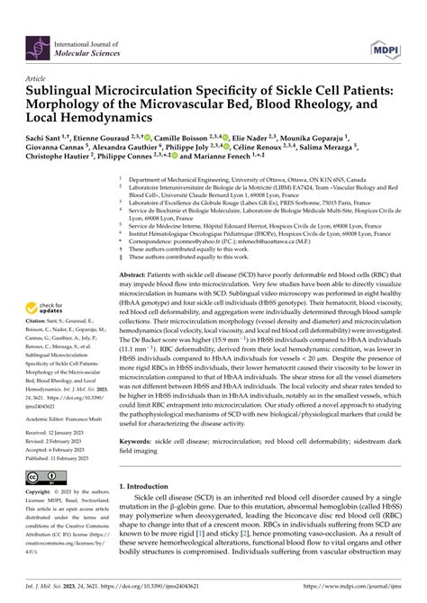 Pdf Sublingual Microcirculation Specificity Of Sickle Cell Patients