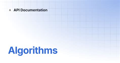 Algorithms Api Documentation