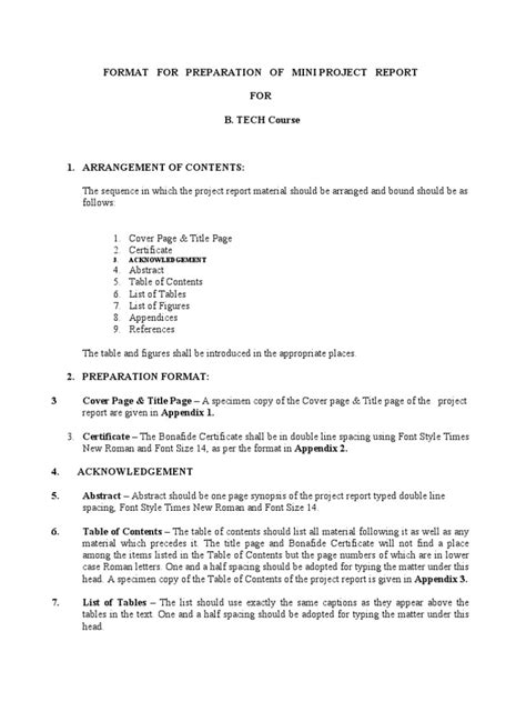Mini Project Format Pdf Typefaces Times New Roman