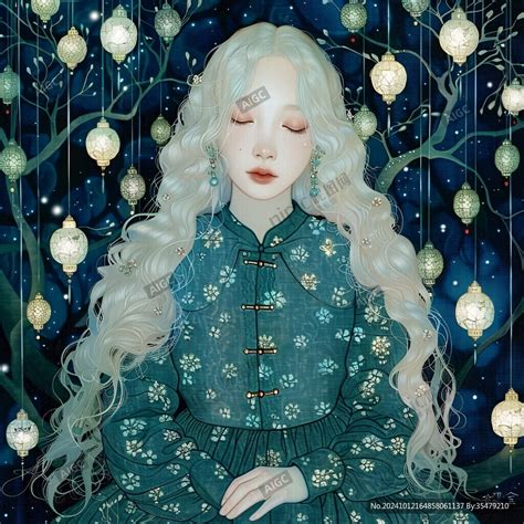 Ai创作图插画梦幻女孩 梦幻少女插画 森系人物插画 星空女孩插画 墨绿色女孩插画 梦幻女孩插画 森系女孩插画 仙气女孩插画 少女系列插画 换装插画 板绘少女插画 森系插画 女生插画绘画 长发