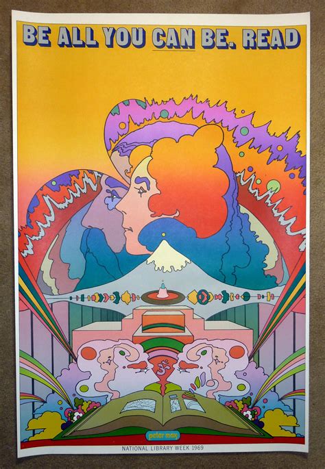 Peter Max 1969 Nat Library Week Poster Be All You Can Be Read Peter