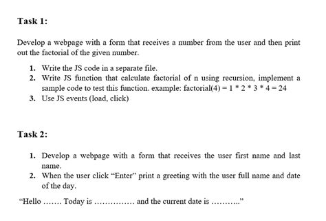 Solved Task 1 Develop A Webpage With A Form That Receives A