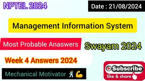 Management Information System Week 4 Assignment 4 Solution Nptel