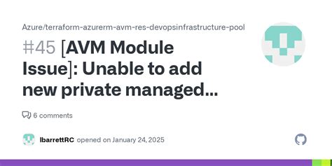 AVM Module Issue Unable To Add New Private Managed Devops Agent Pool