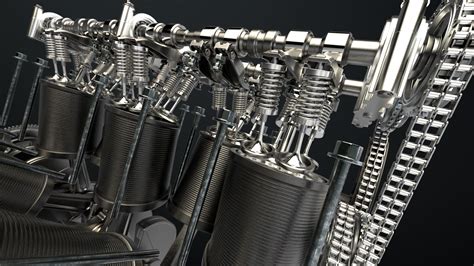 W12 Engine Working Animated 3d Model Animated Rigged Cgtrader