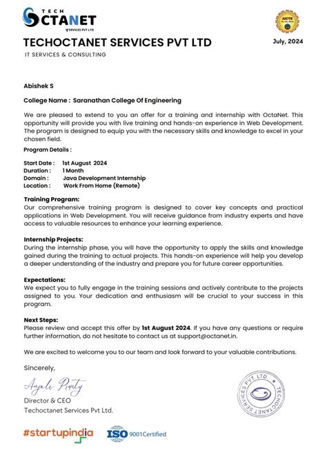 Abishek S On Linkedin Octanet Javadevelopment Internship