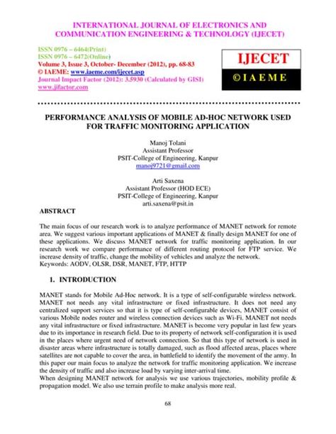 performance analysis of mobile ad hoc network pdf