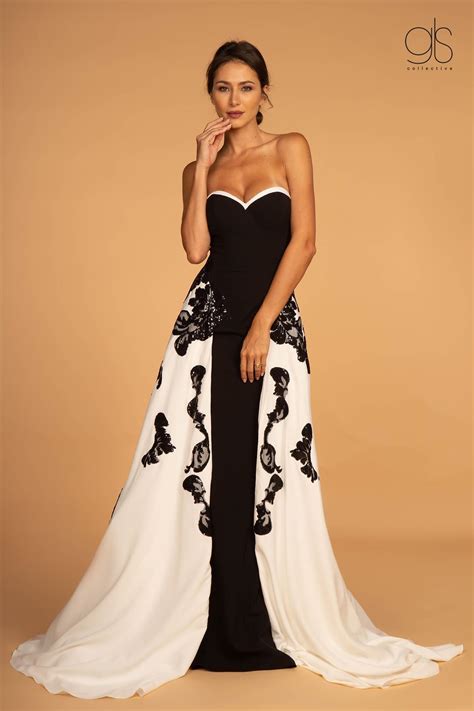 Blackwhite Long Strapless Sweetheart Prom Dress Dressoutlet For 296