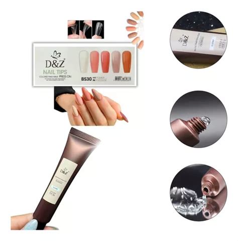 Kit Unha Gel Nude Postiça Realista Soft Gel X Almond Cola Parcelamento sem juros