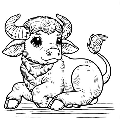 Tô Màu Con Trâu Nhỏ Dễ Thương Trang Tô Màu Cho Bé