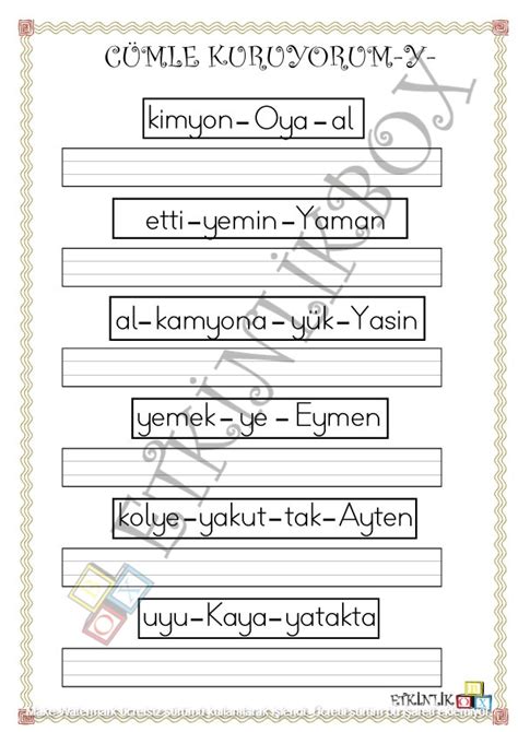 Cümle Kuruyorum Y Okuma Yazma ETKİNLİKBOX