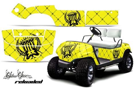 Yamaha G Series Golf Cart Graphic Kit 1995 2006 Silver Star Yellow
