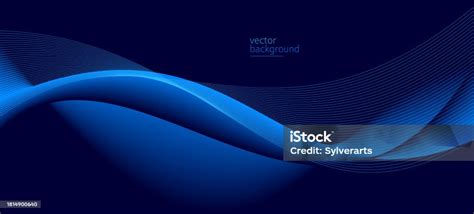 Flowing Dark Blue Curve Shape With Soft Gradient Vector Abstract Background Relaxing And