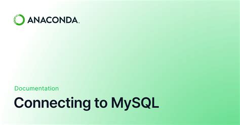 connecting to mysql anaconda