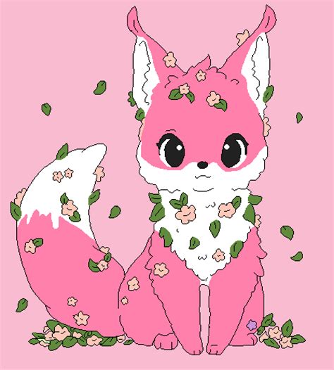 Pixilart Pink Fox By Softball Lover9