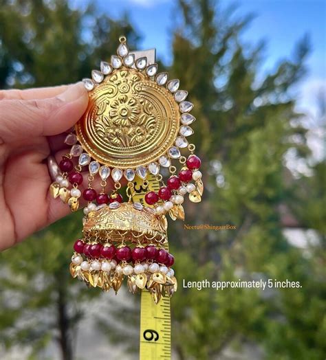 Oversized Traditional Punjabi Gold Finish Jhumka Earringstikka Jaggo