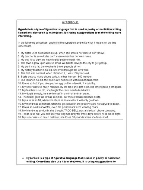 Hyperbole Exercises Pdf