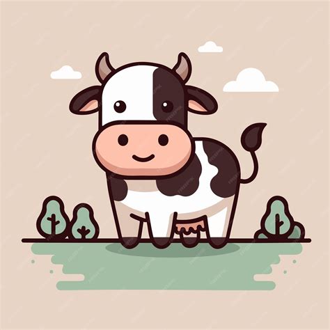 Premium Vector Cute Cow Cartoon Kawaii Flat Design Vector Illustration