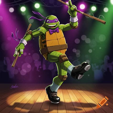 Donatello A Green Teenage Mutant Ninja Turtle With A Purple Mask And