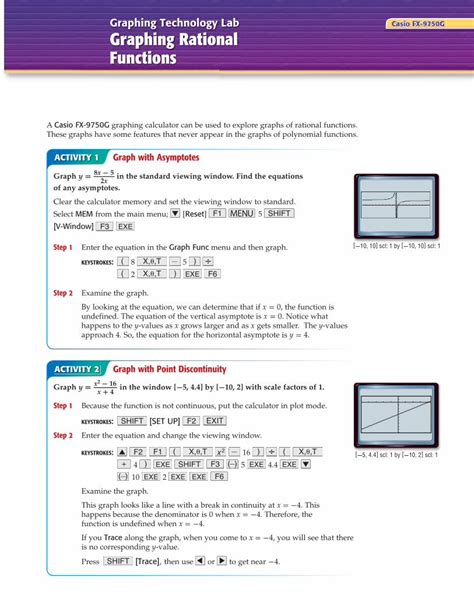 Pdf Graphing Technology Lab Casio Fx 9750g Graphing Rational Functions Dokumen Tips