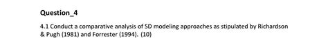 Solved 4 1 Conduct A Comparative Analysis Of Sd Modeling