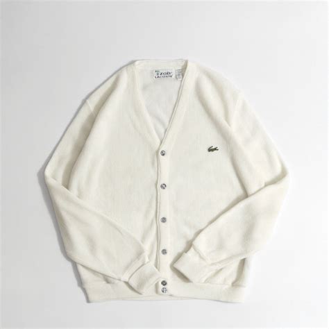 レディース 1970s~ ヴィンテージ ビッグサイズ アイゾッドラコステ アクリルニットカーディガン ホワイト Izod Lacoste