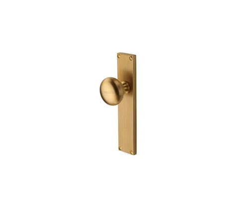 Heritage Brass V9200 Sb Victoria Mortice Knobs On Reeded Backplate Satin Brass Door Knobs