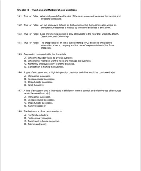 Solved Chapter 15 Truefalse And Multiple Choice Questions