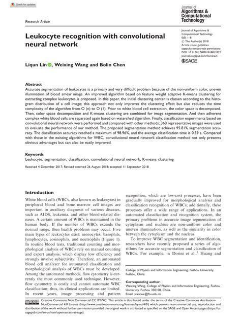 Pdf Leukocyte Recognition With Convolutional Neural Network