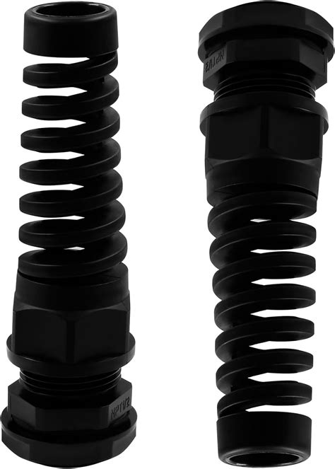 Bokwin 2 Pcs Nylon Cable Gland Spiral Strain Relief Waterproof Npt12