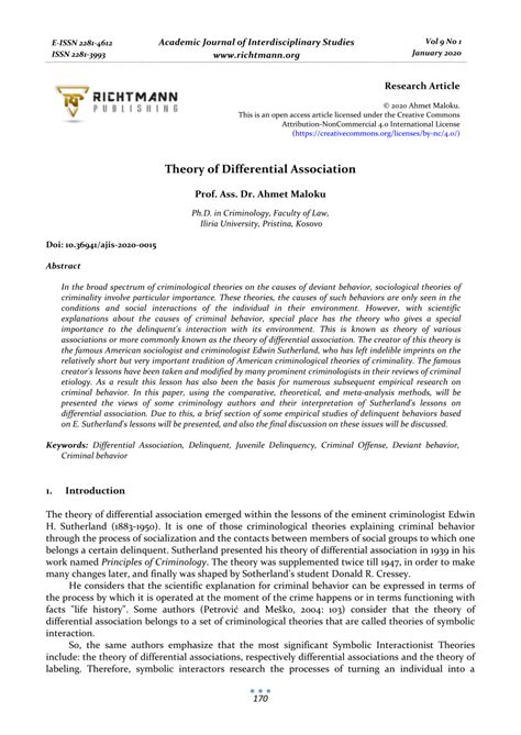 Pdf Theory Of Differential Association