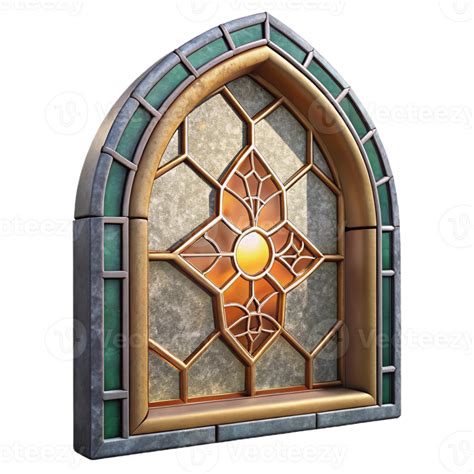 Dramatic Traditional Stained Glass Window Detail Geometric Pattern