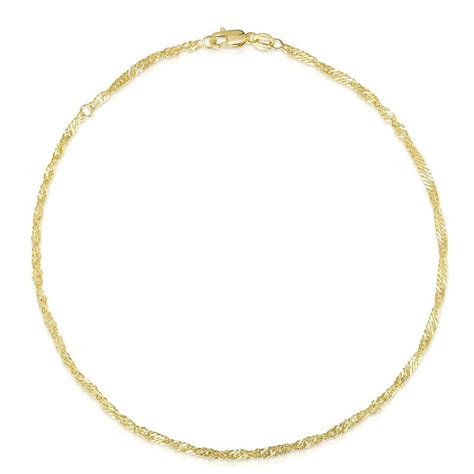 Singapore Chain Ankle Bracelet In 14k Yellow Gold Helzberg Diamonds