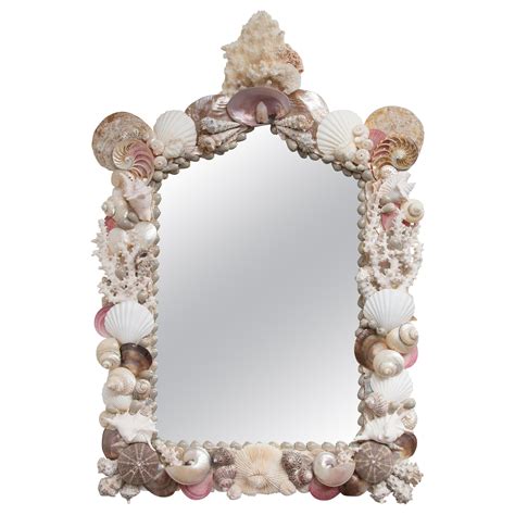 White Seashell Encrusted Mirror By Iconic Snob Galeries Shell Mirror
