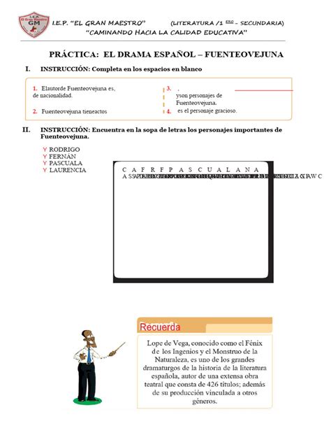 El Drama Español Práctica Pdf Literatura Española Obras De Teatro