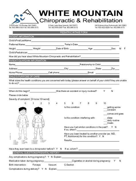 Fillable Online Pediatric Intake Form Fax Email Print Pdffiller