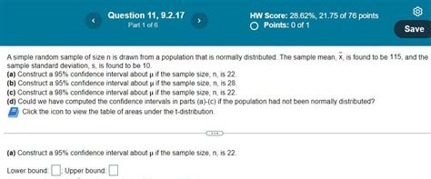 Solved A Simple Random Sample Of Size N Is Drawn From A Chegg