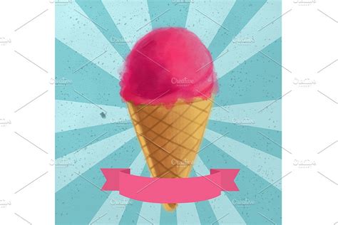 Raspberry Cone Ice Cream Poster Masterbundles