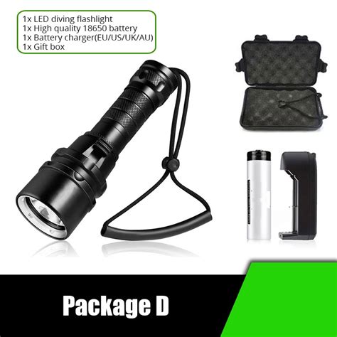 Powerful LED Diving Flashlight Super Bright T6 L2 Professional