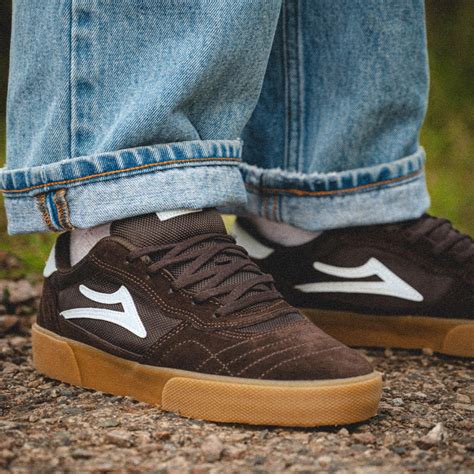 Lakai Cambridge Skate Shoes Chocolate Light Blue Uv