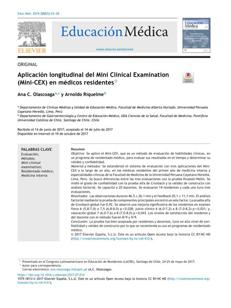 PDF Aplicación longitudinal del Mini Clinical Examination Mini CEX