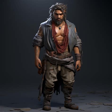Premium Photo 3d Character Male Pirate Lean Tanned Skin Cutlass