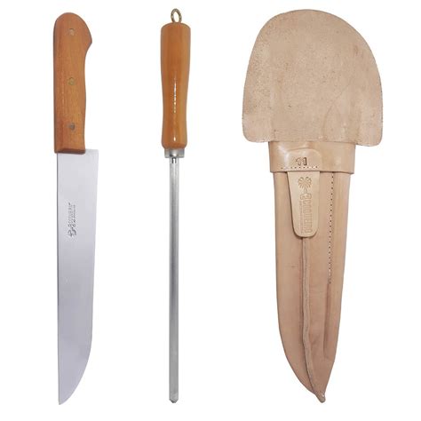 Conjunto Faca Pantaneiro 11 Aço Carbono Bainha E Chaira