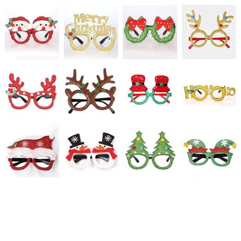 12 Pcs Christmas Glitter Glasses Frames Christmas Decoration