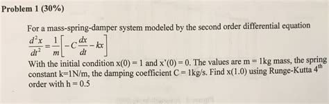 Solved For A Mass Spring Damper System Modeled By The Second