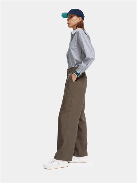 Pleated Mid Rise Wide Leg Pants Scotch And Soda Nz