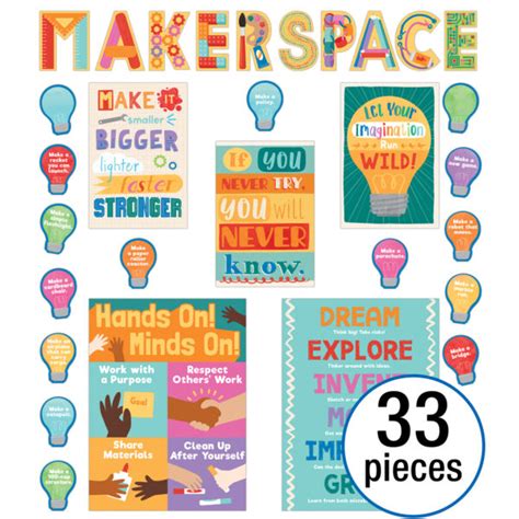 Makerspace Bulletin Board Set 33 Pieces Sharper Production Line
