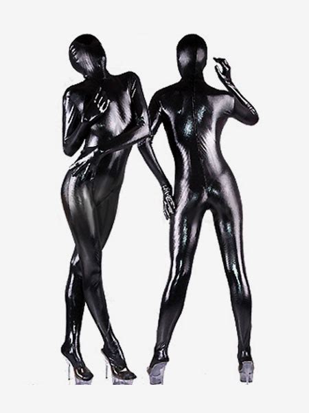 Halloween Unisex Black Shiny Metallic Zentai Suit Milanoo Com