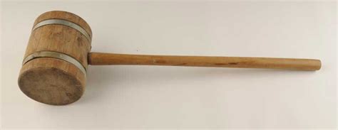 Massive Old Wood Mallet Approx 7” In Diameter And 9” Long With An