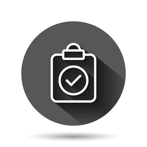Document Checkbox Icon In Flat Style Test Vector Illustration On Black Round Background With
